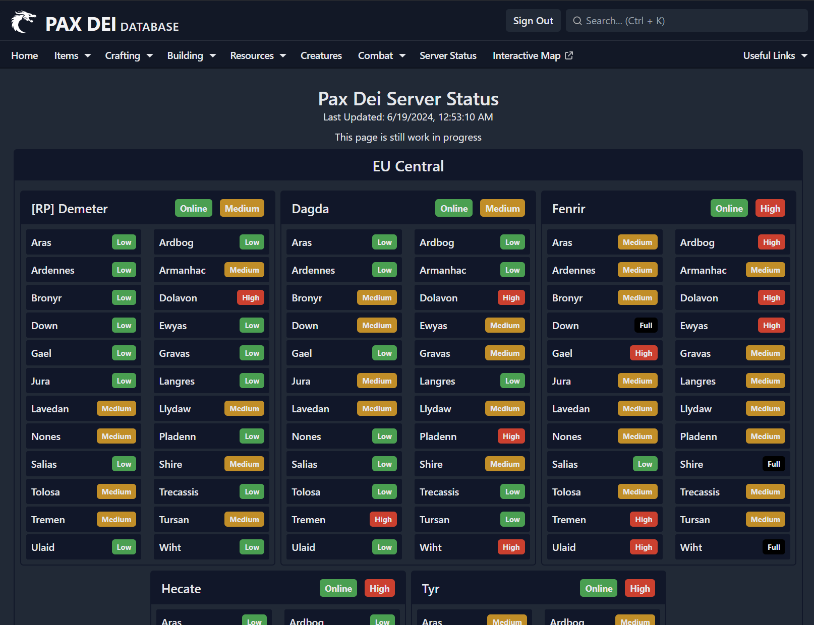 Pax Dei Server Status